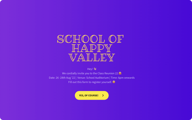 Free Class Reunion Registration Form Template | SurveySparrow