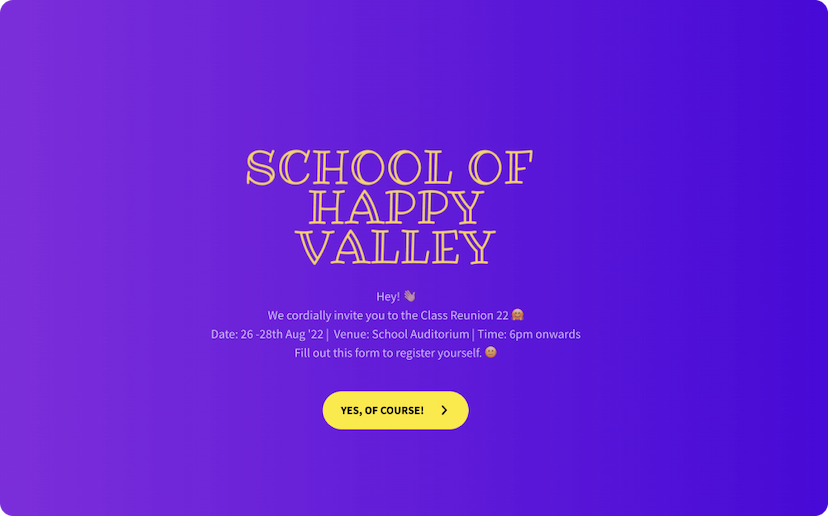Free Class Reunion Registration Form Template | SurveySparrow