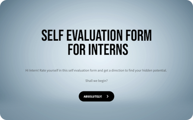 Intern Self Evaluation Form Template | SurveySparrow