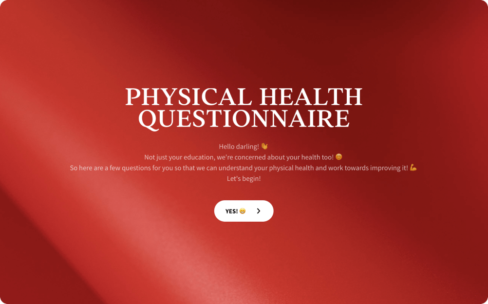 Physical Health Questionnaire For Students | SurveySparrow