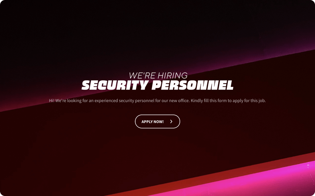 Security Guard Job Application Form | SurveySparrow