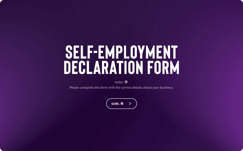 Self Employment Declaration Form Template | SurveySparrow