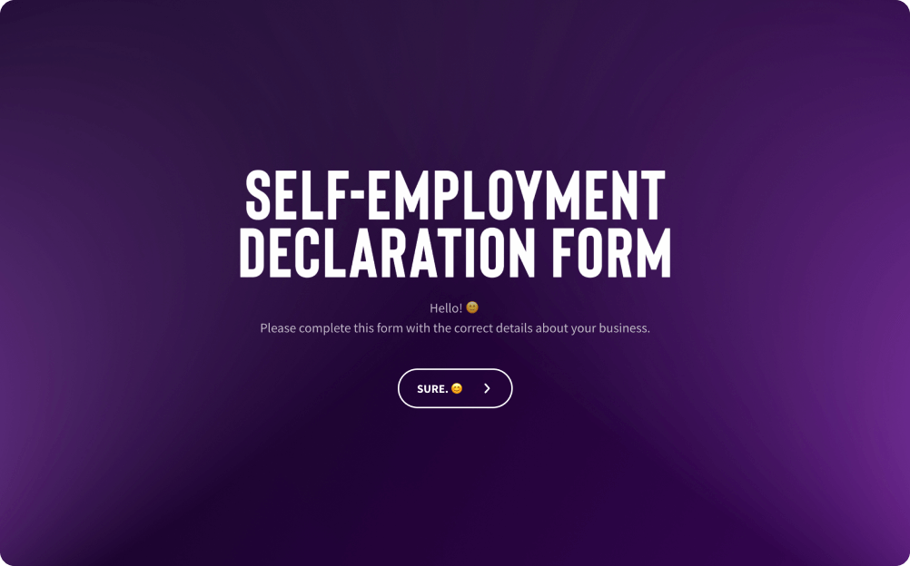 Self Employment Declaration Form Template | SurveySparrow