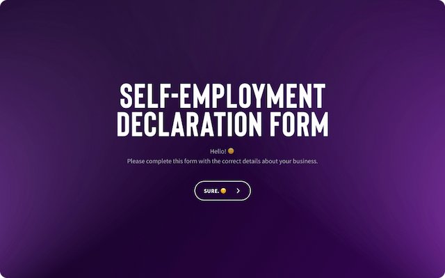 Self Employment Declaration Form Template | SurveySparrow