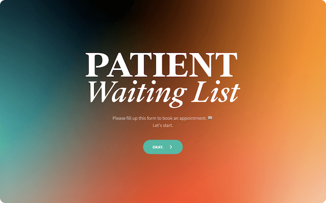 Free Patient Waiting List Form Template | SurveySparrow