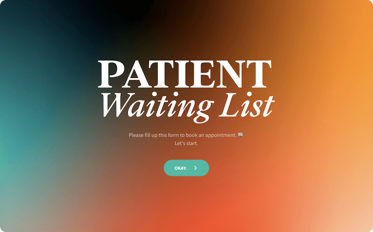 Free Patient Waiting List Form Template | SurveySparrow