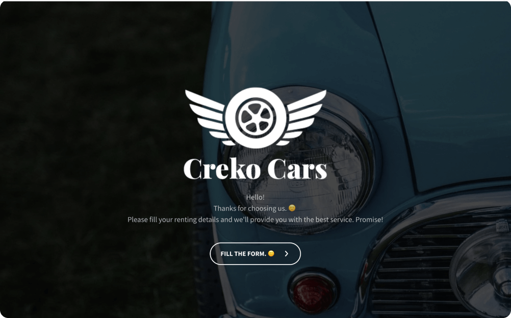 Car Rental Application Form Template | SurveySparrow