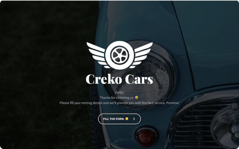 Car Rental Application Form Template | SurveySparrow
