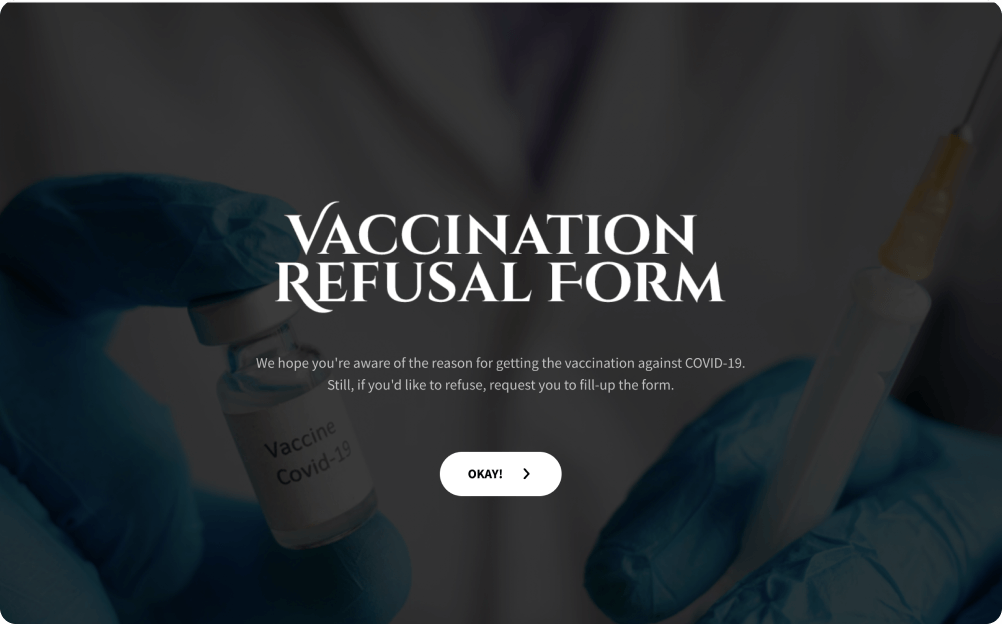 Vaccination Refusal Form Template | SurveySparrow