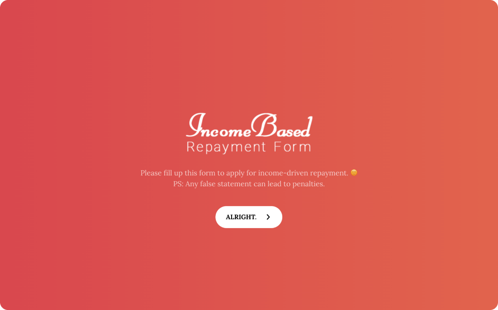 Income Based Repayment Form Template | SurveySparrow