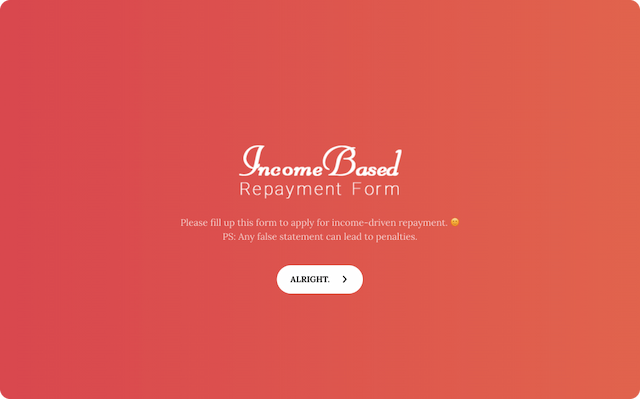 Income Based Repayment Form Template | SurveySparrow
