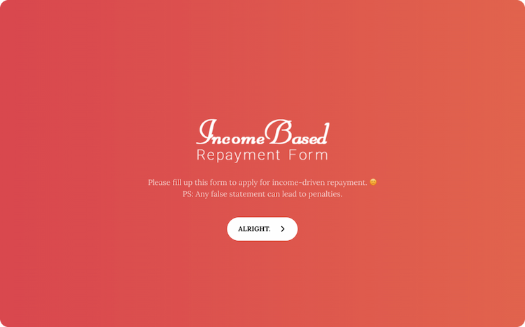Income Based Repayment Form Template | SurveySparrow