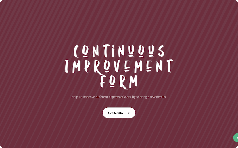 Continuous Improvement Form Template | SurveySparrow