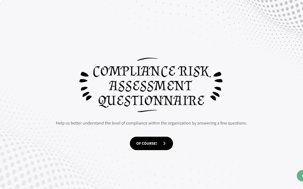 Compliance Risk Assessment Questionnaire | SurveySparrow