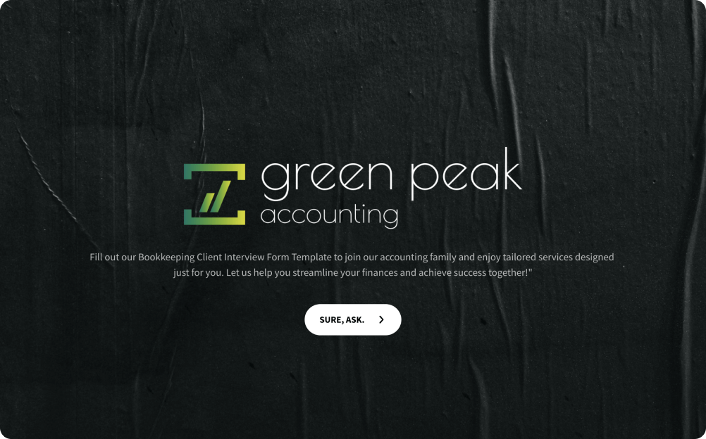 New bookkeeping client intake form | SurveySparrow