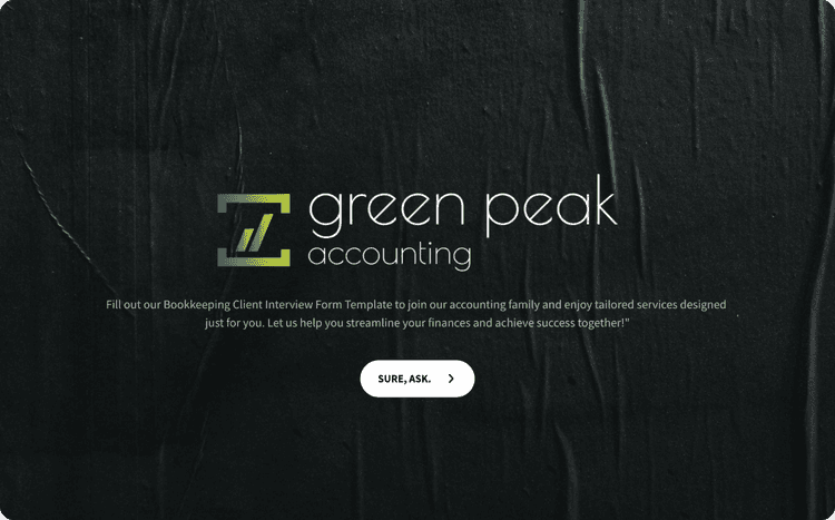 New bookkeeping client intake form | SurveySparrow