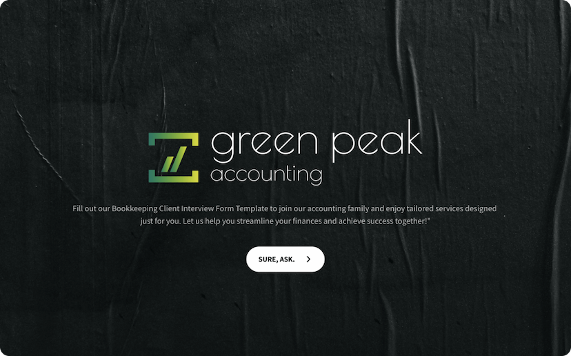 New bookkeeping client intake form | SurveySparrow