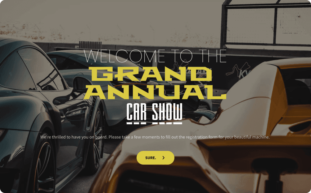 Car Show Registration Form Template | SurveySparrow