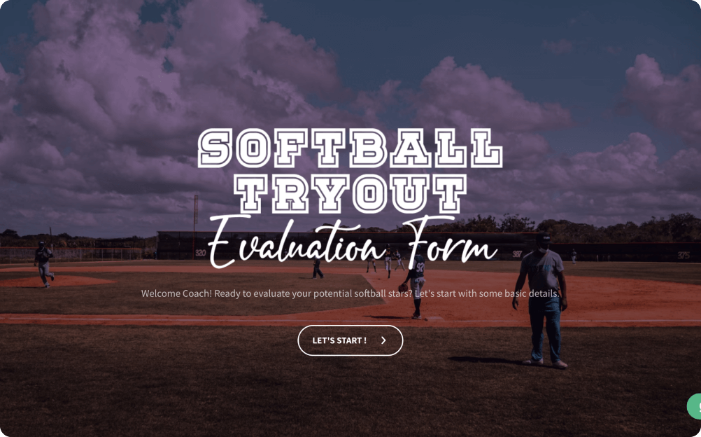 Softball Tryout Evaluation Form Template | SurveySparrow