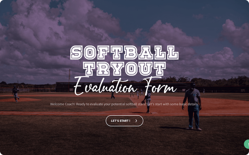 Softball Tryout Evaluation Form Template | SurveySparrow