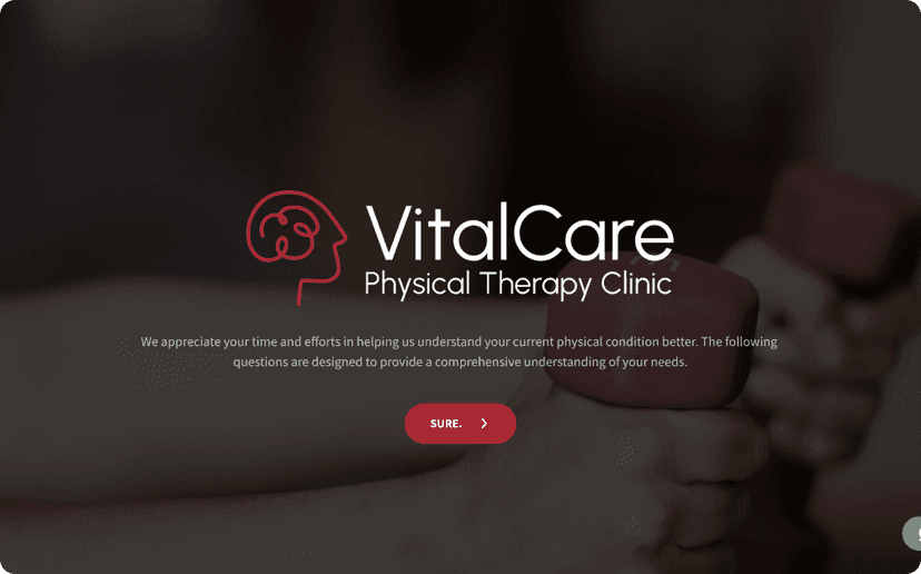 Physical Therapy Evaluation Form Template | SurveySparrow