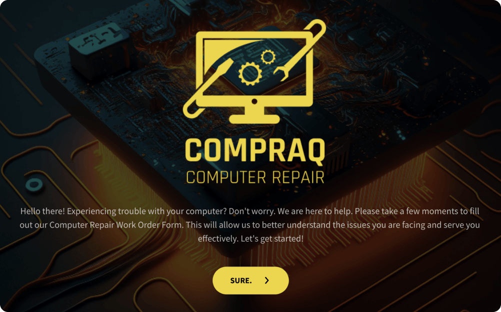 Computer Repair Work Order Form Template | SurveySparrow