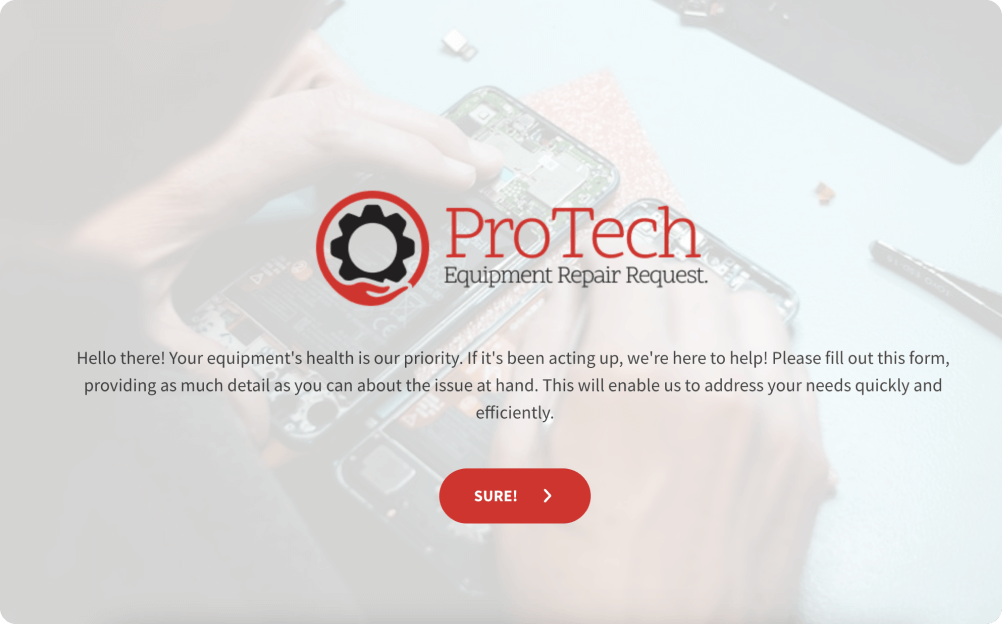 Equipment Repair Request Form Template | SurveySparrow