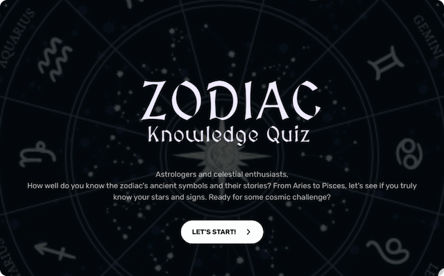 Zodiac Quiz Template | Zodiac Sign Trivia Questions