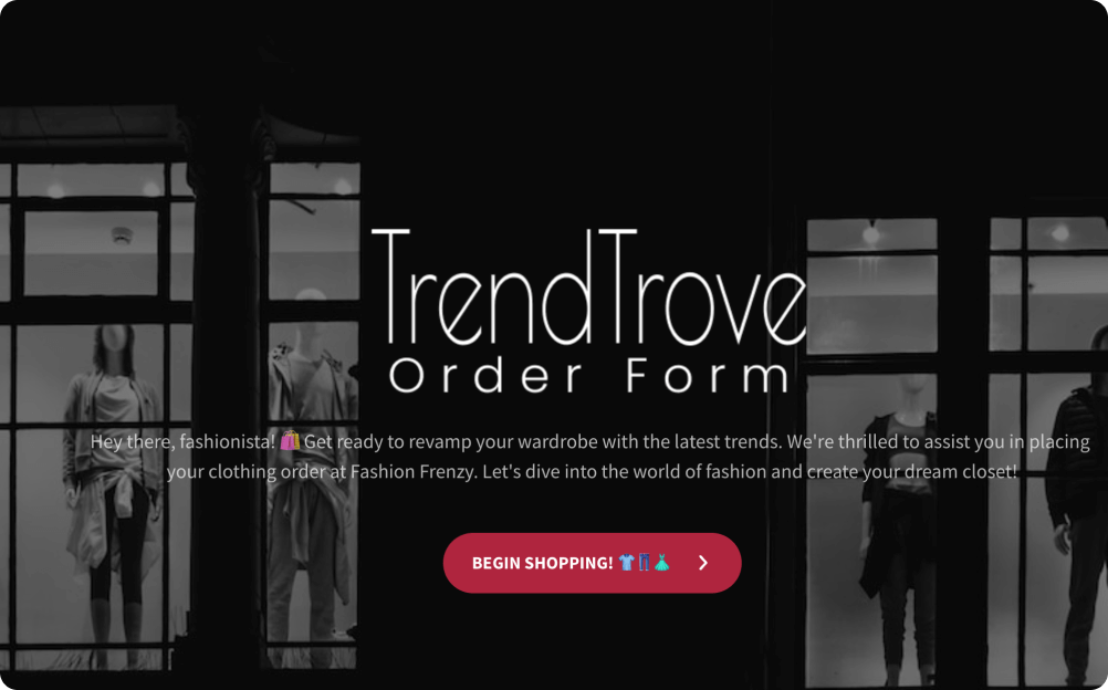 Retail Order Form Template for online shopping | SurveySparrow
