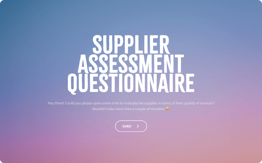 Supplier Assessment Questionnaire Template | SurveySparrow