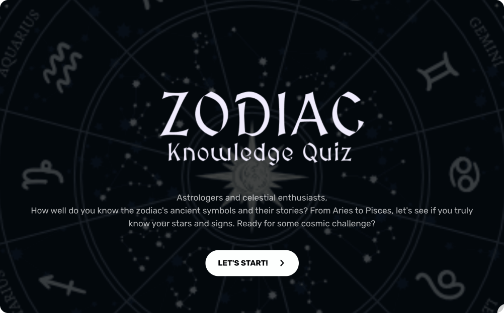 Zodiac Quiz Template | Zodiac Sign Trivia Questions